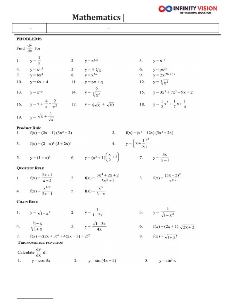 Assignment-2 - Differentiation (Basic Mathematics) - XI - 15-May-2025 | PDF