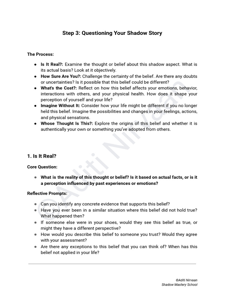 Step 3 - Questioning Your Shadow Story - 250514 - 145905 | PDF ...