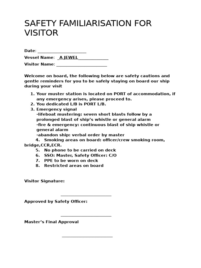 Visitor Safety Familiarization Guide | PDF