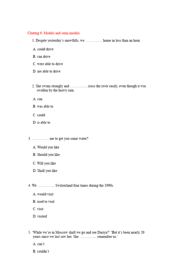 Session 6 - Modals and Semi-Modals | PDF