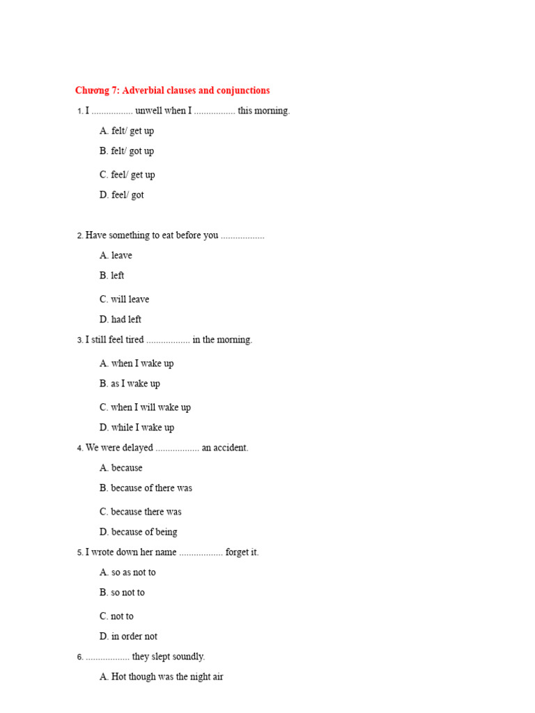 Section 7 - Adverbial Clauses and Conjunctions | PDF