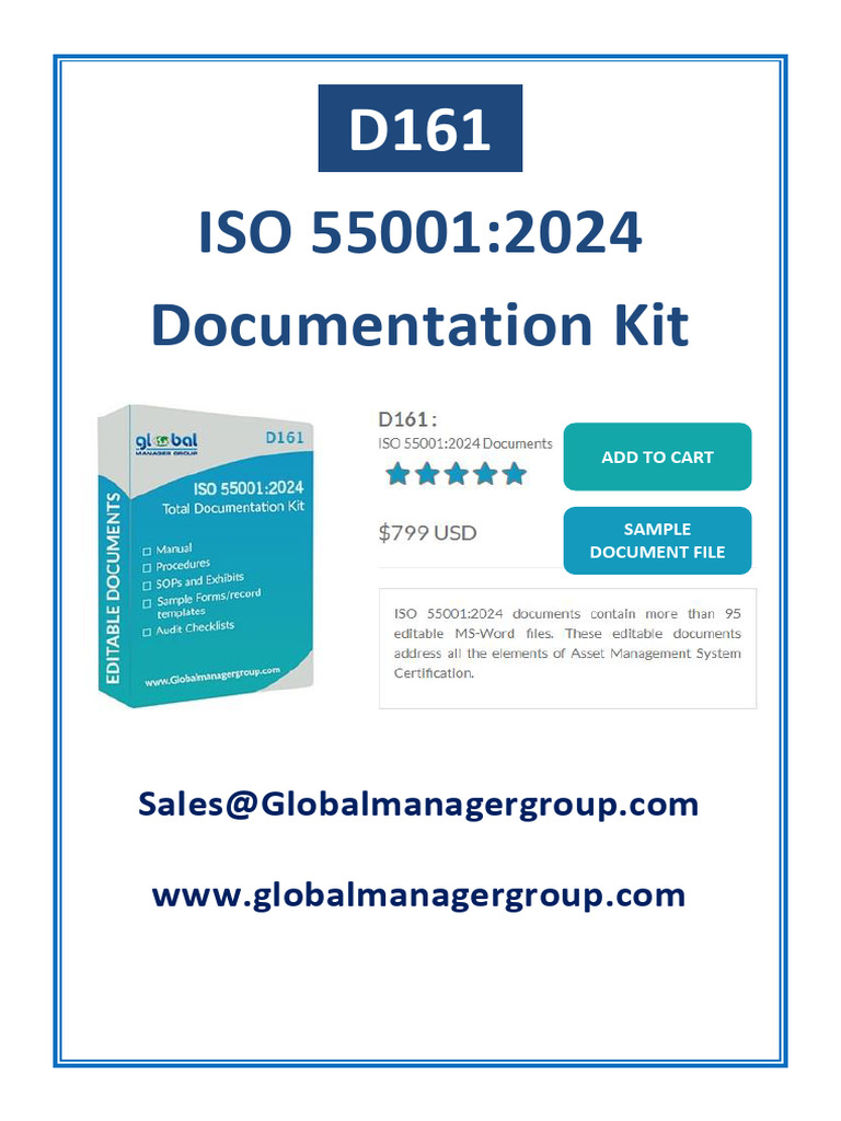 ISO 55001 Documentation - Manuals, Procedures & Checklists | PDF ...