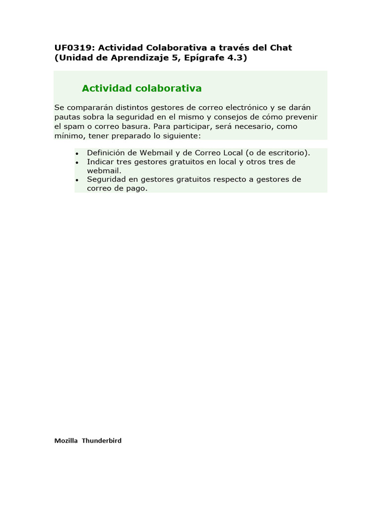 UF0319 Actividad Colaborativa A Traves Del Chat (Unidad de Aprendizaje 5 J Epígrafe 4.3) | PDF ...