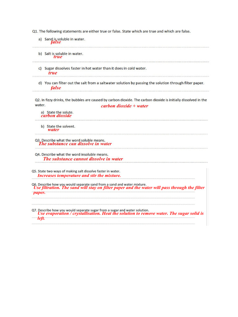 Yr8 Science 24.11.15 Ch2 Question Practice-Solution, Solubility ...