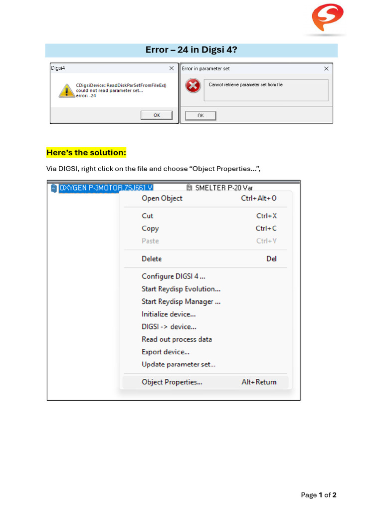 Error 24 in DIGSI 4 | PDF