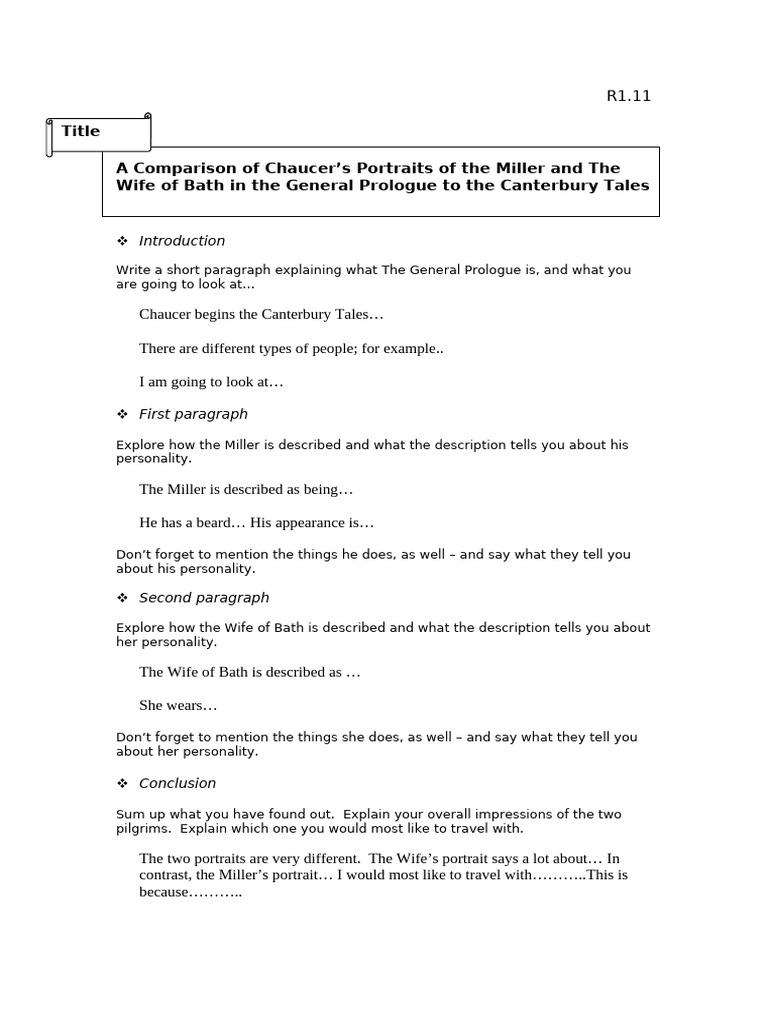 R1.11 Comparisson of characters Chaucer | PDF