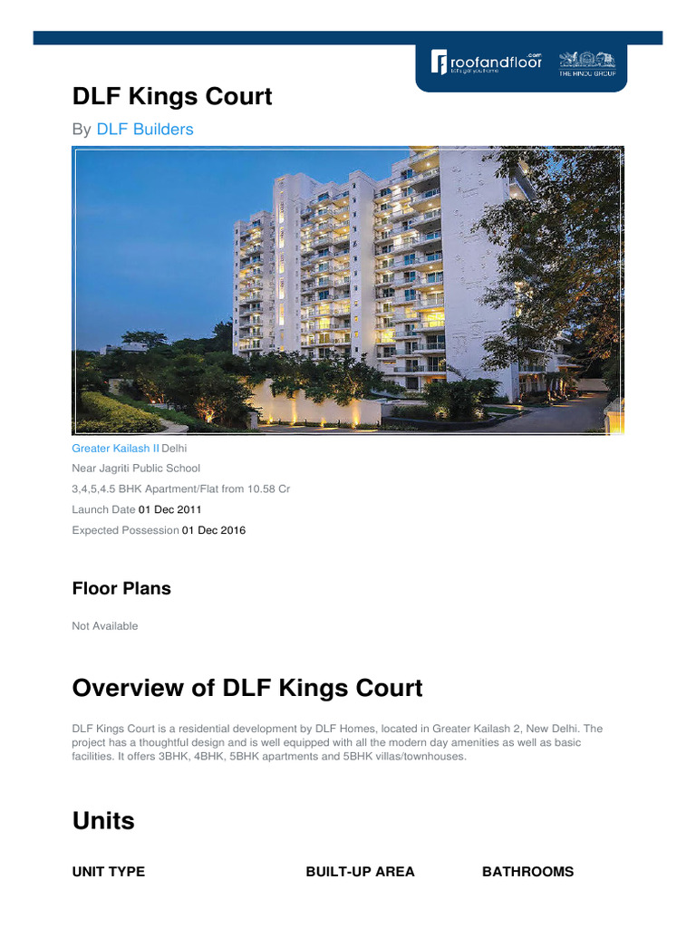 DLF Kings Court Automated Brochure | PDF | Tile | Apartment
