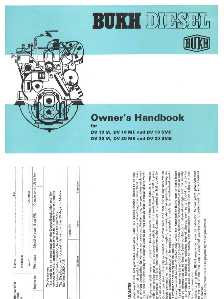 Owners Handbook BUKH DV 10 20 ME - OCR | PDF | Pump | Valve