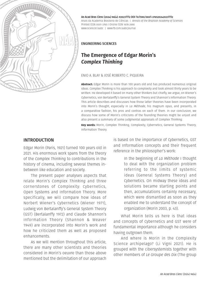 Edgar Morin's Complex Thinking Explained | PDF | Cybernetics | System