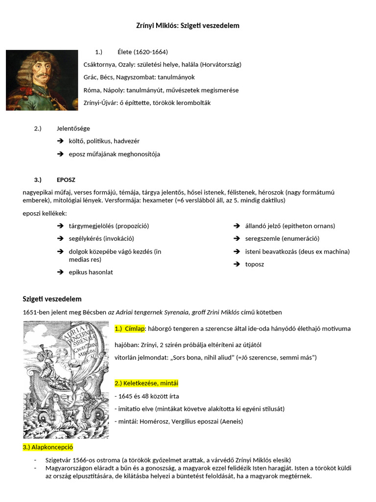 Zrínyi Szigeti Veszedelem | PDF