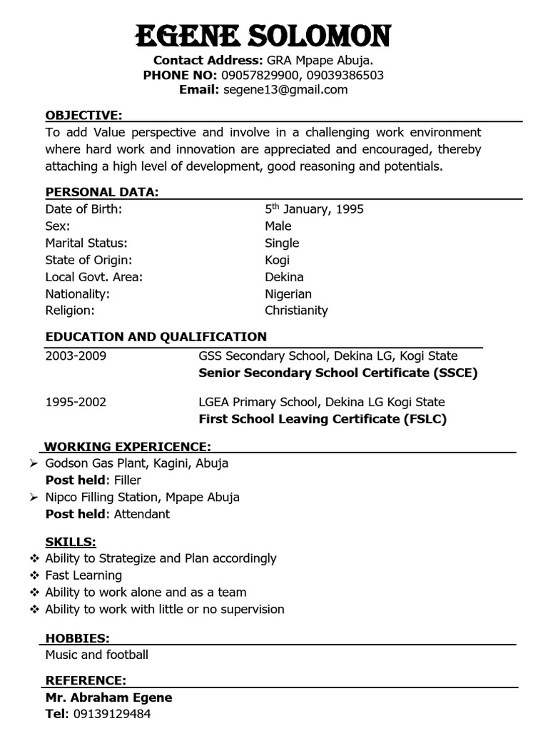 Egene Solomon CV | PDF