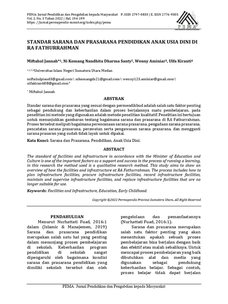 Standar Sarpar PAUD | PDF