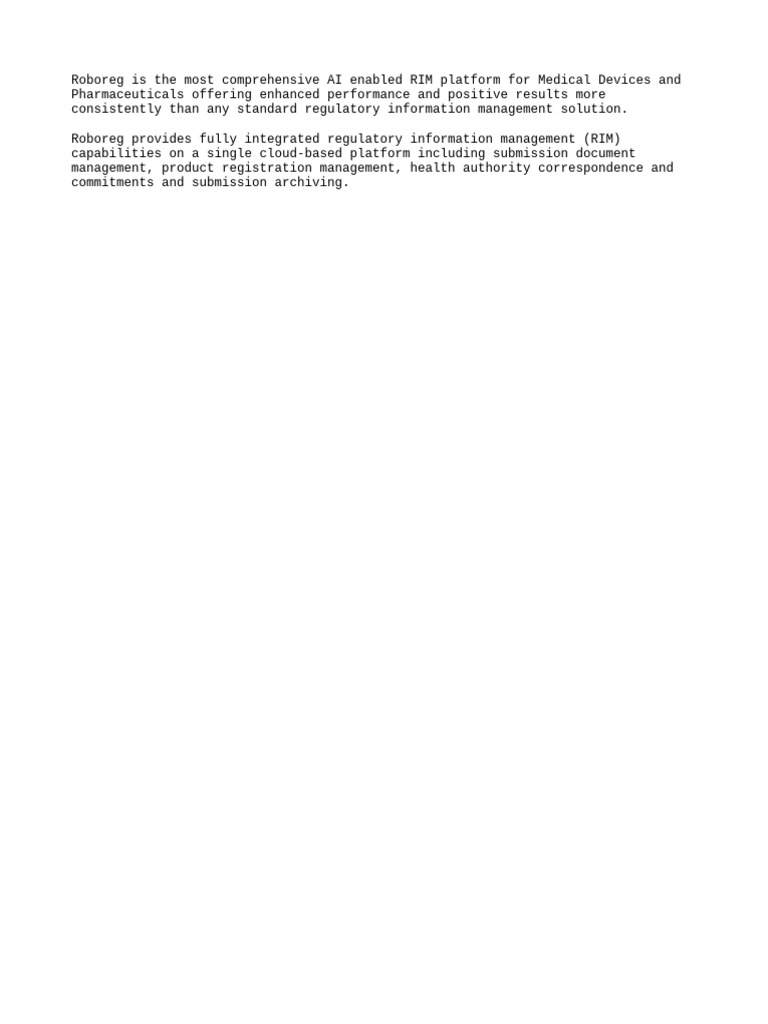 Comprehensive AI RIM Platform: Roboreg | PDF