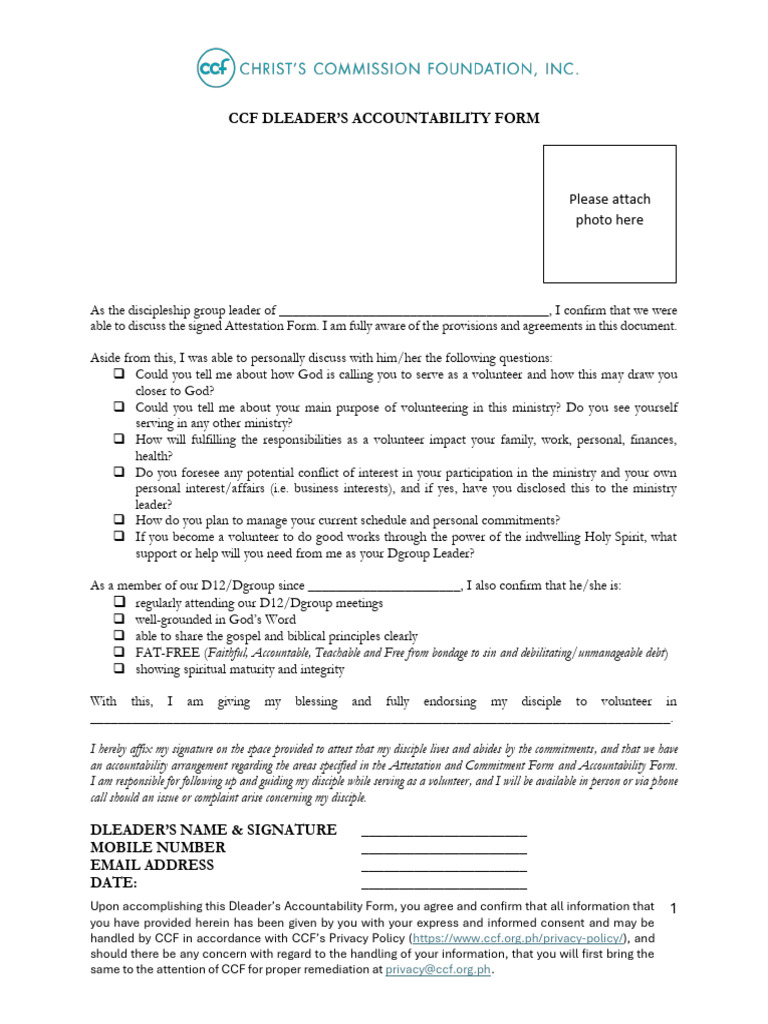CCF Dleader's Accountability Form | PDF | Disciple (Christianity ...