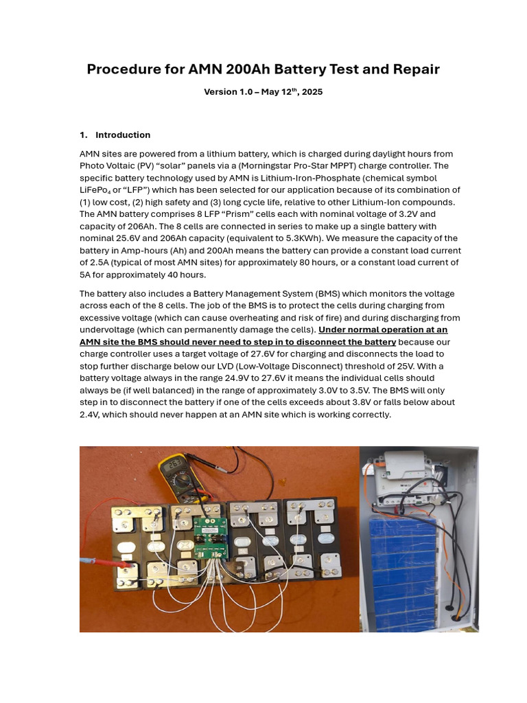 AMN 200Ah Battery Testing Procedure | PDF | Lithium Ion Battery ...
