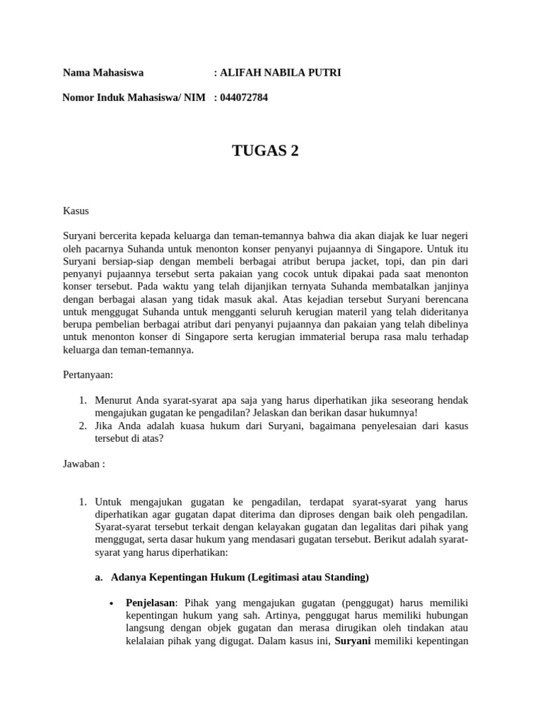 TUGAS 2 Hukum Acara Perdata | PDF