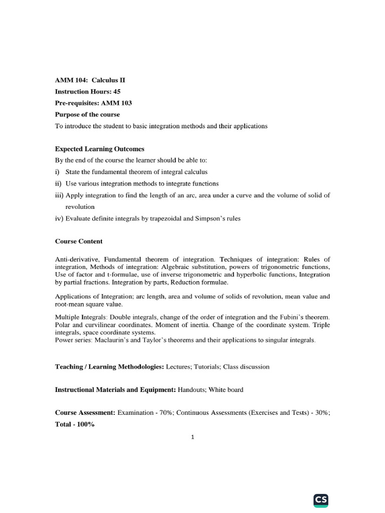 Calculus II Notes | PDF