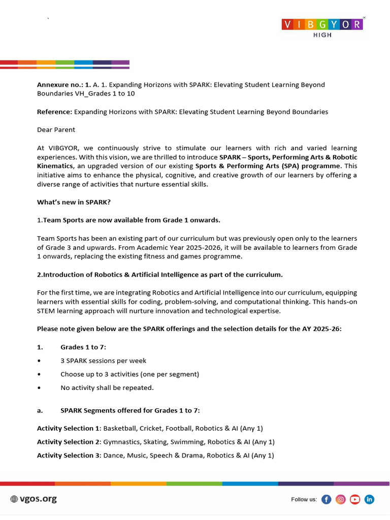 Annexure.1. A. 1. Expanding Horizons With SPARK - Elevating Student Learning Beyond Boundaries ...