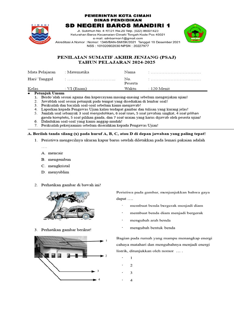 Soal PSAJ IPAS Kurmer 24-25 | PDF