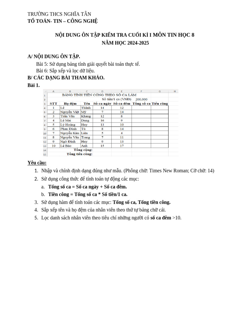 Tin 8 - DC - Cuoi HK 1 - Tin 8 | PDF