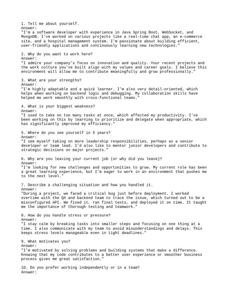 Tell Me About Yourself. | PDF | Learning | Business