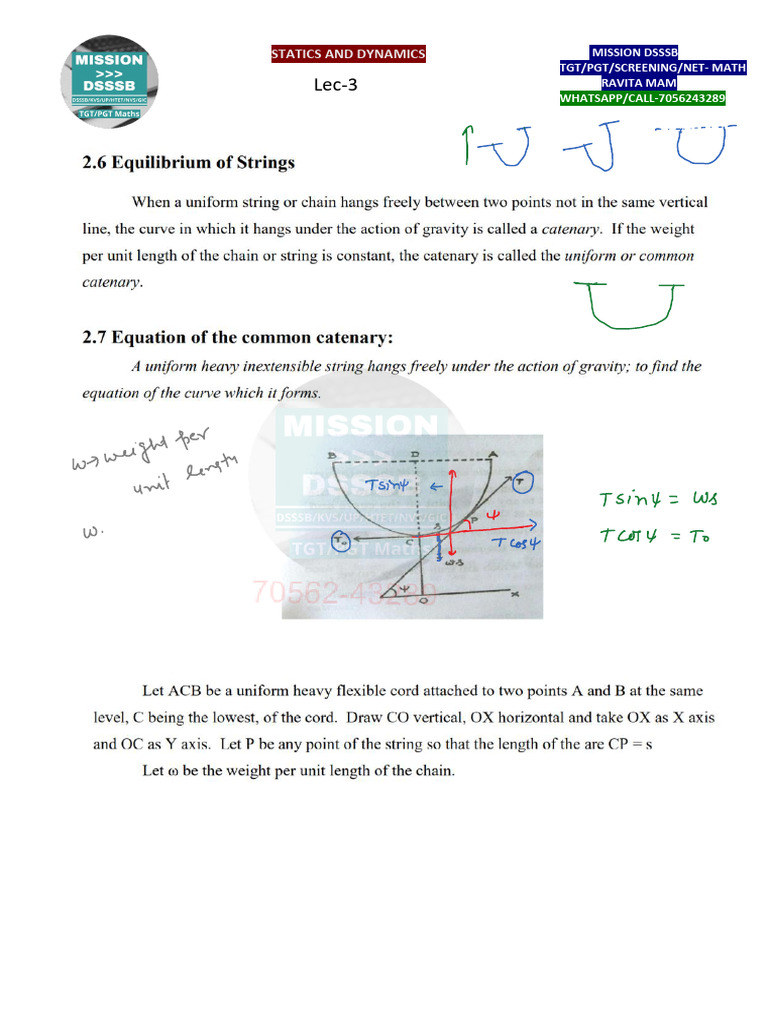 Statics and Dynamics for DSSSB Math | PDF