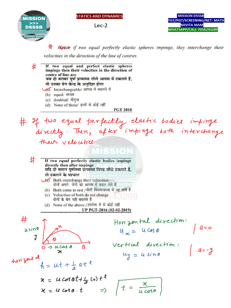 LEC-2 Statics & Dynamics (MISSION DSSSB) - 48069753 - 2025 - 05 - 11 - 14 - 38 | PDF