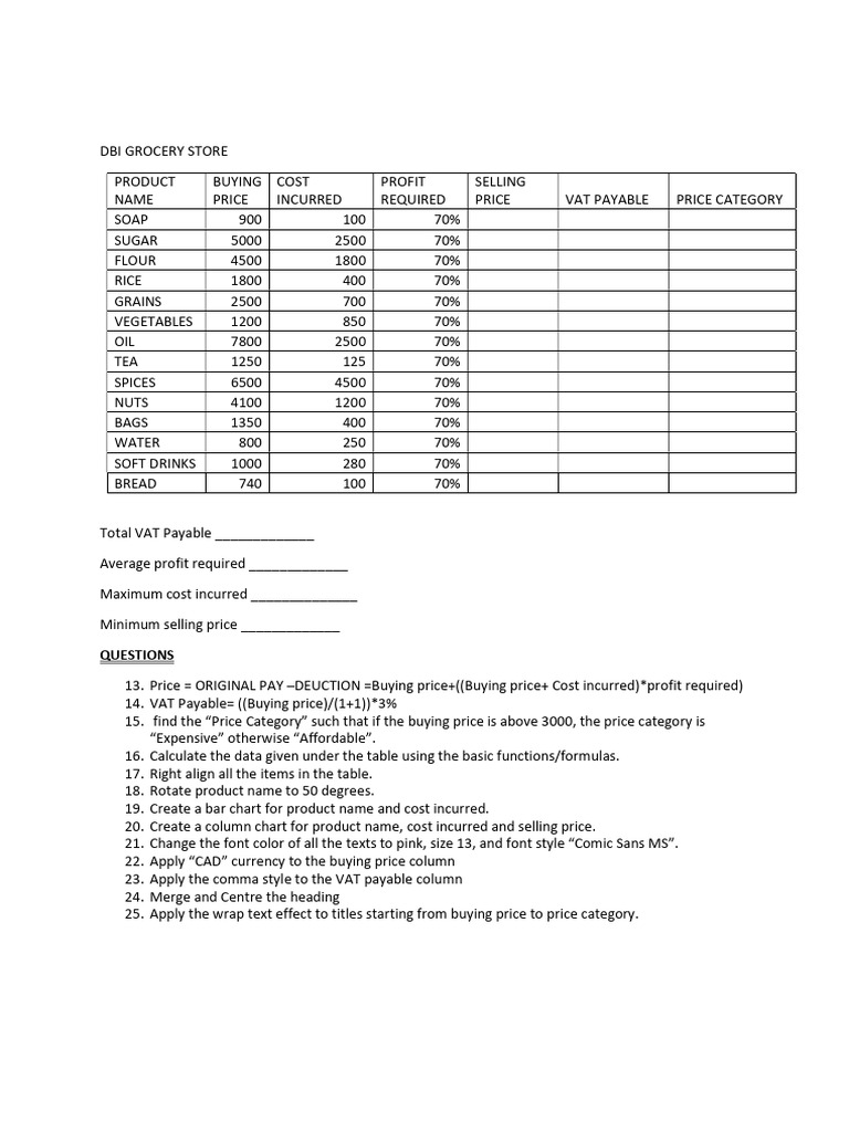 Ms Excel Exercise 2 Pdf