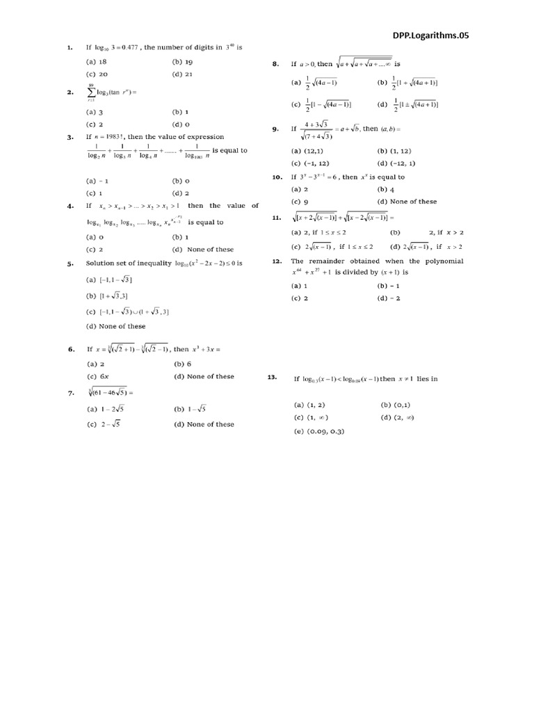 Logarithms 05 | PDF