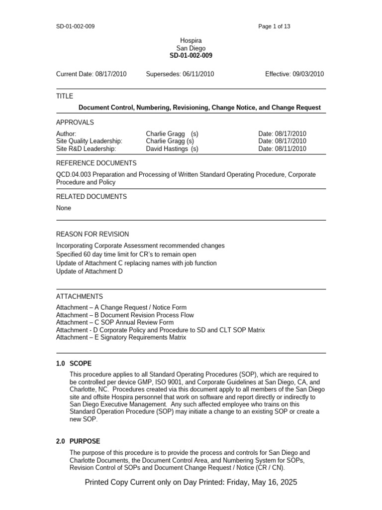 SD-01-002 Document Control Numbering Revisioning Change Notice and ...