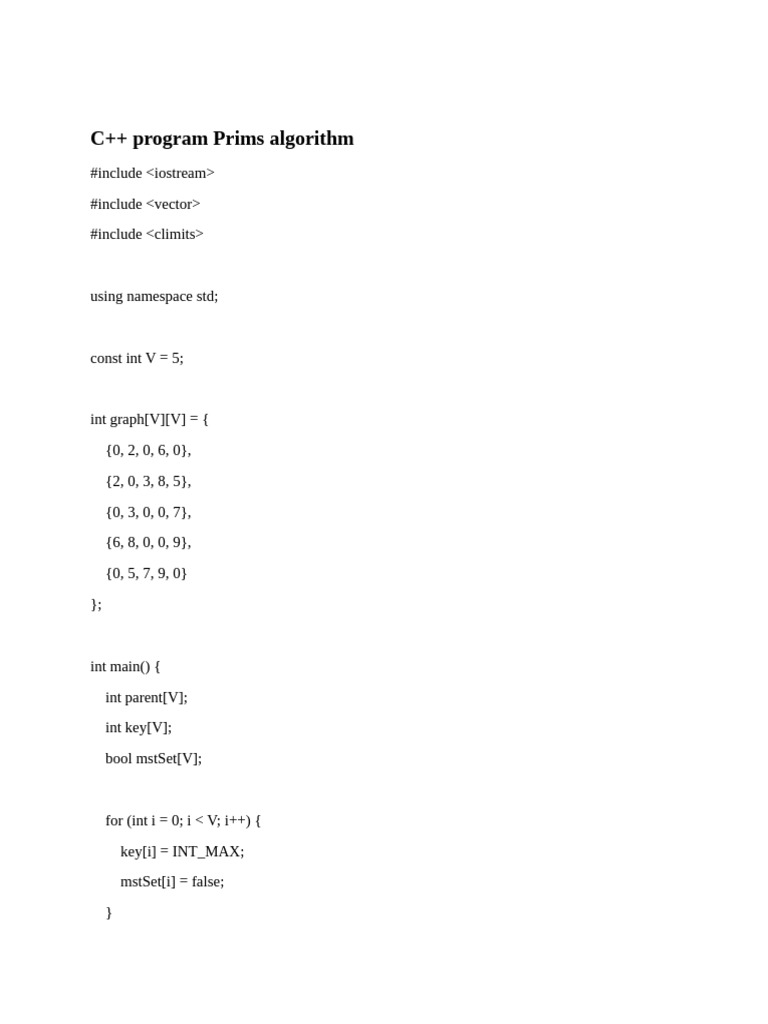 Prims Algo | PDF