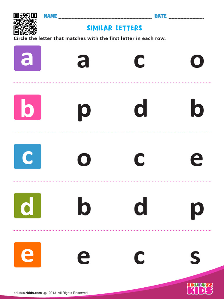 Letters-That-Look-Similar-Lowercase-Question - A To e | PDF