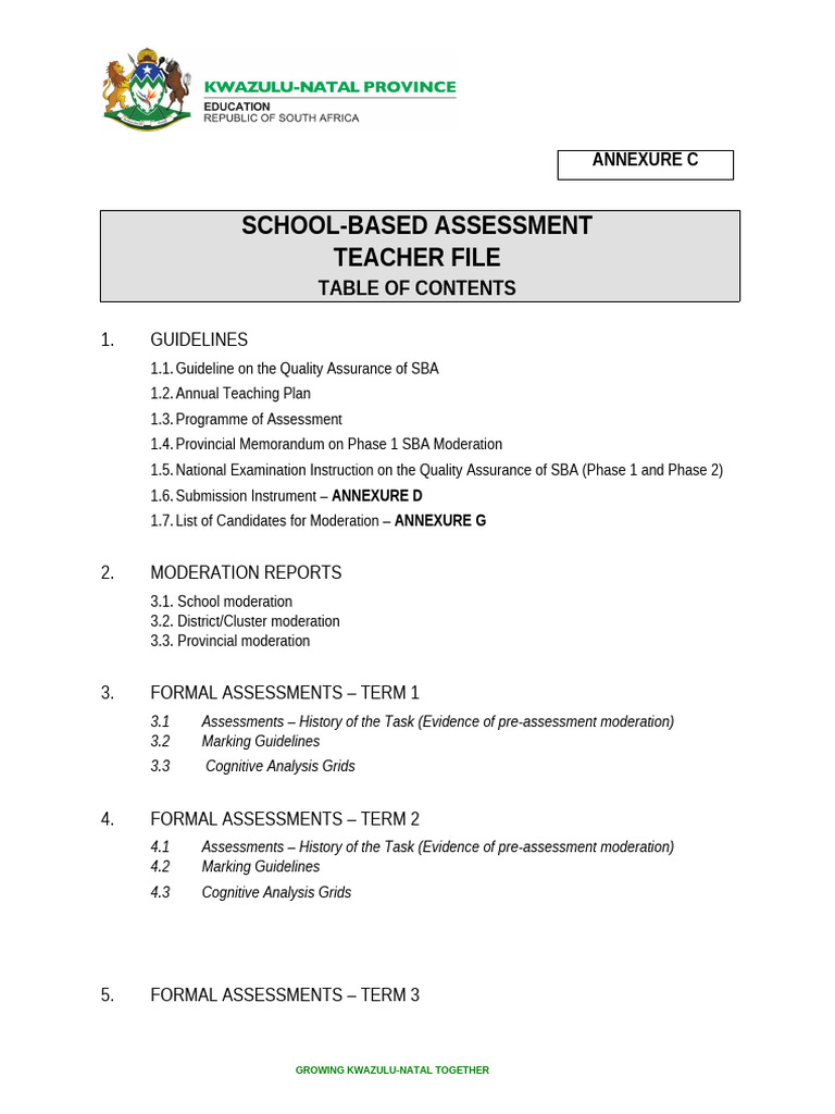 Annexure C Table of Contents | PDF