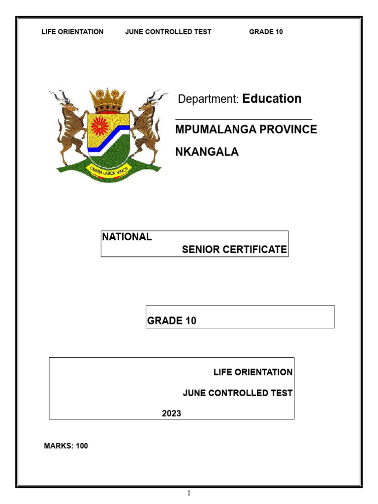 2023 Final GR 10 June - Controlled - Test | PDF | Self Esteem | Study ...