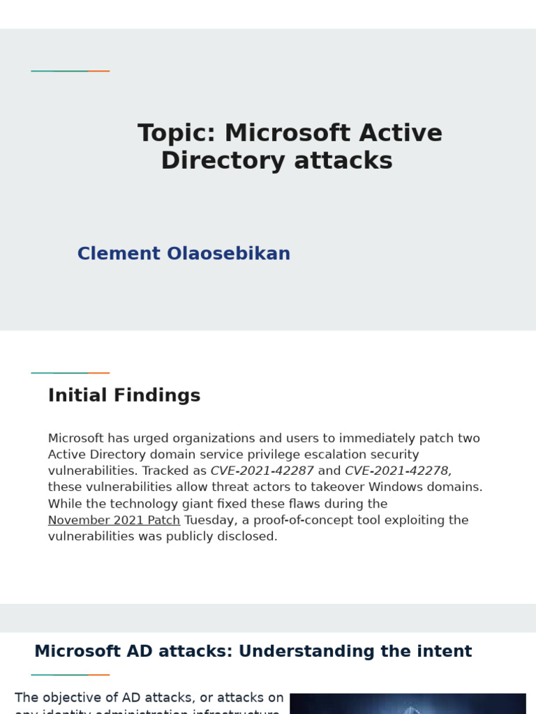 Microsoft Active Directory Attacks | PDF | Exploit (Computer Security) | Active Directory