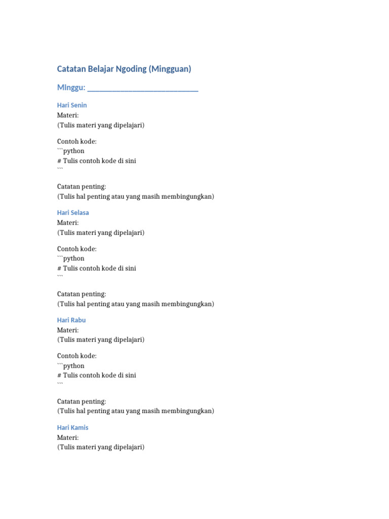 Catatan Belajar Ngoding Mingguan | PDF