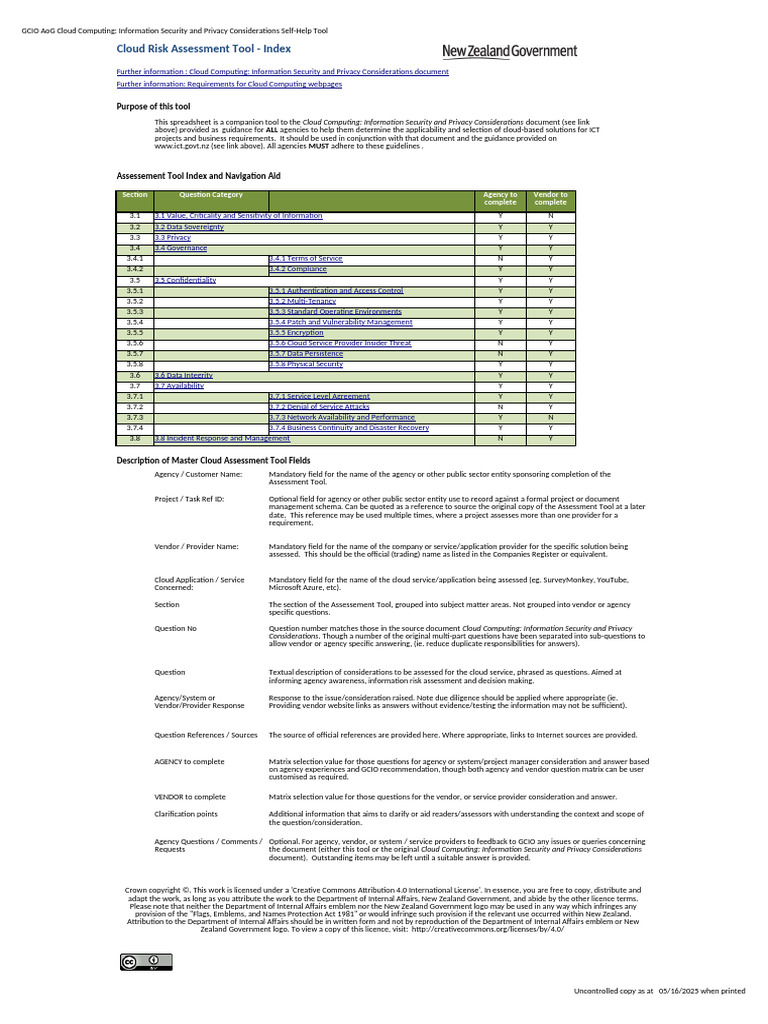 Cloud Risk Assessment Tool v1 1 1 v100 | PDF | Information Security | Cloud Computing