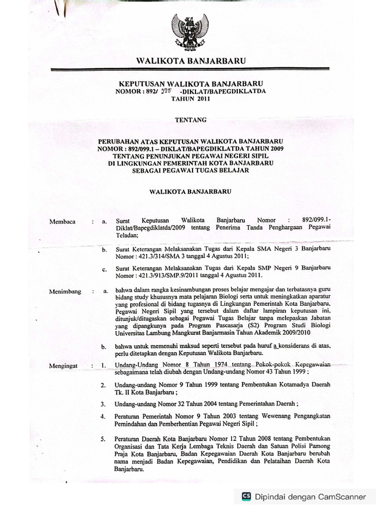 SK Tugas Belajar | PDF