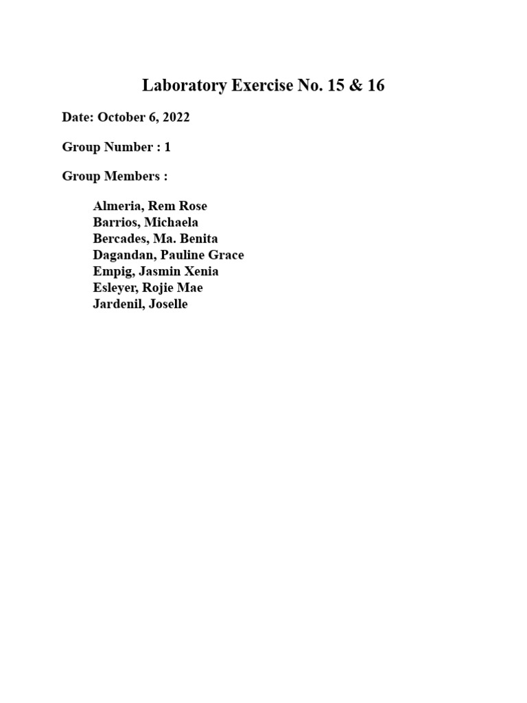 AnaphyLab Exercise 15-16 | PDF