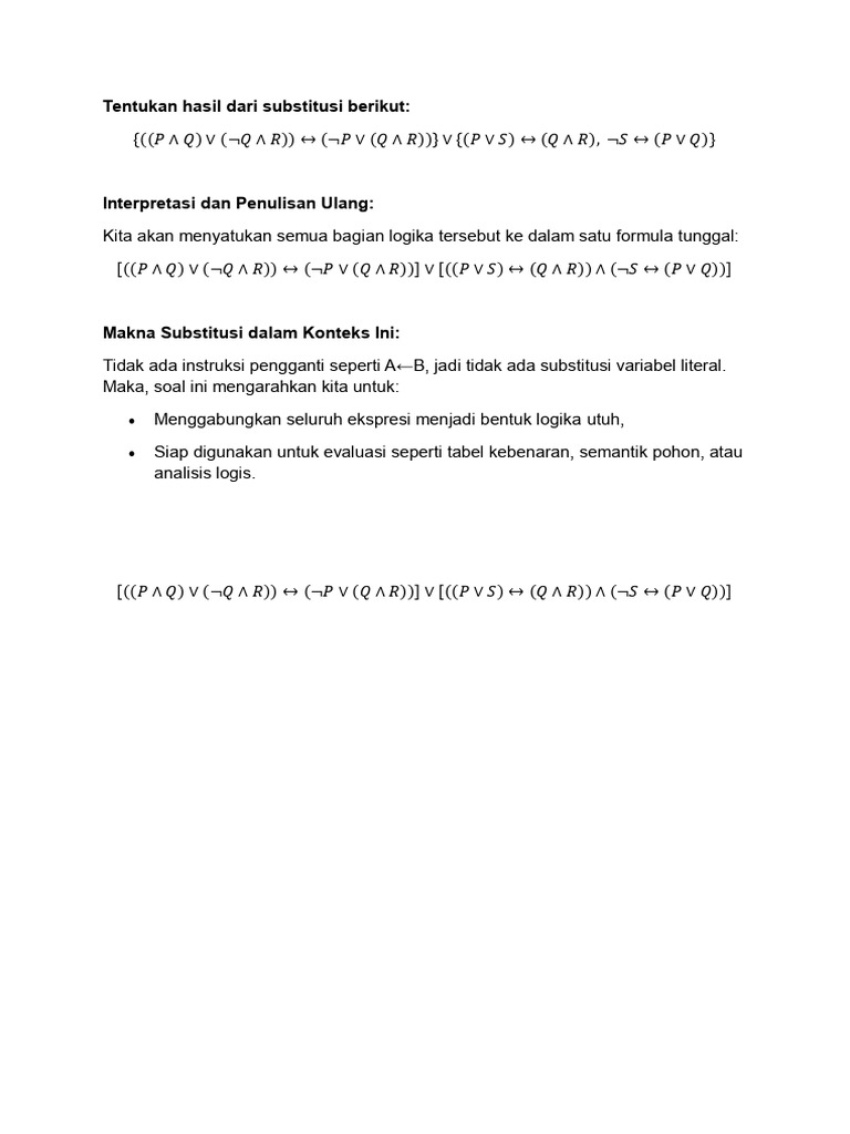 Hasil Substitusi Logika Kompleks | PDF