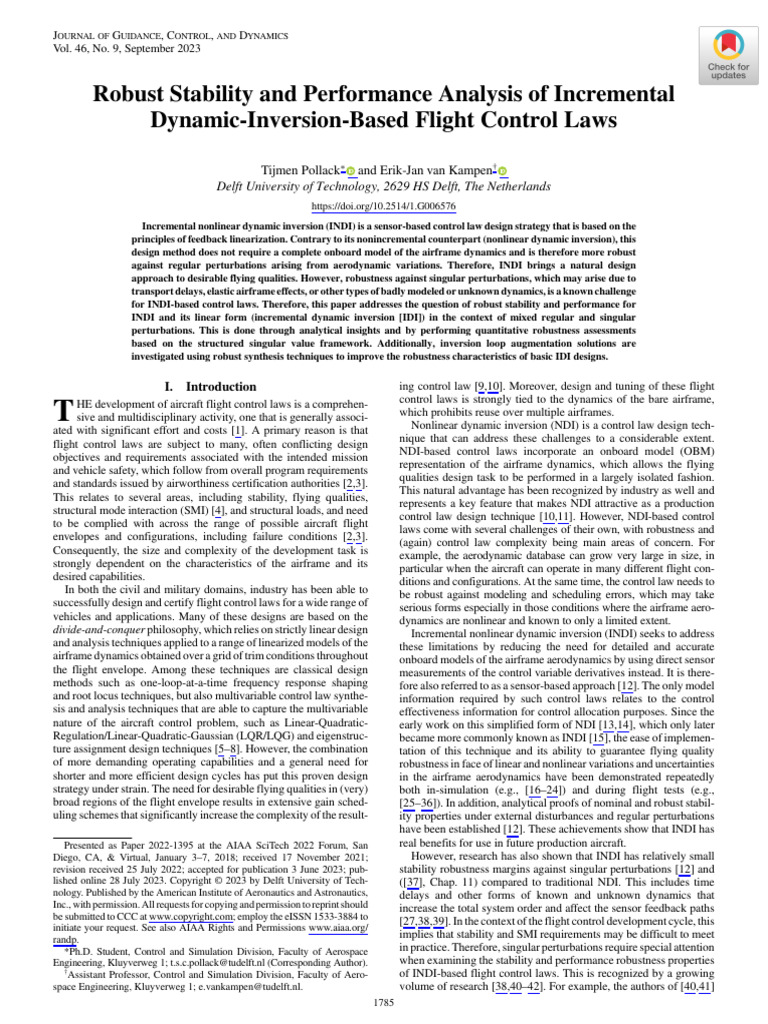 INDI Flight Control Stability Analysis | PDF | Aircraft | Nonlinear System