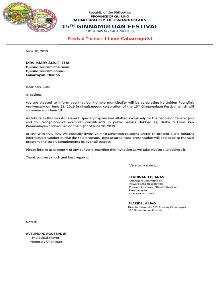 Invitation For Intermission Numbers 2019 | PDF