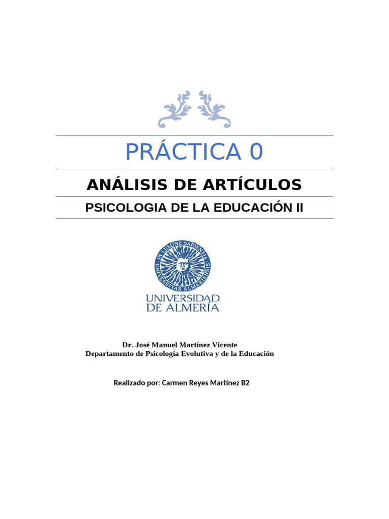 Práctica 0. ANÁLISIS DE ARTÍCULOS | PDF | Sicología | Enseñando