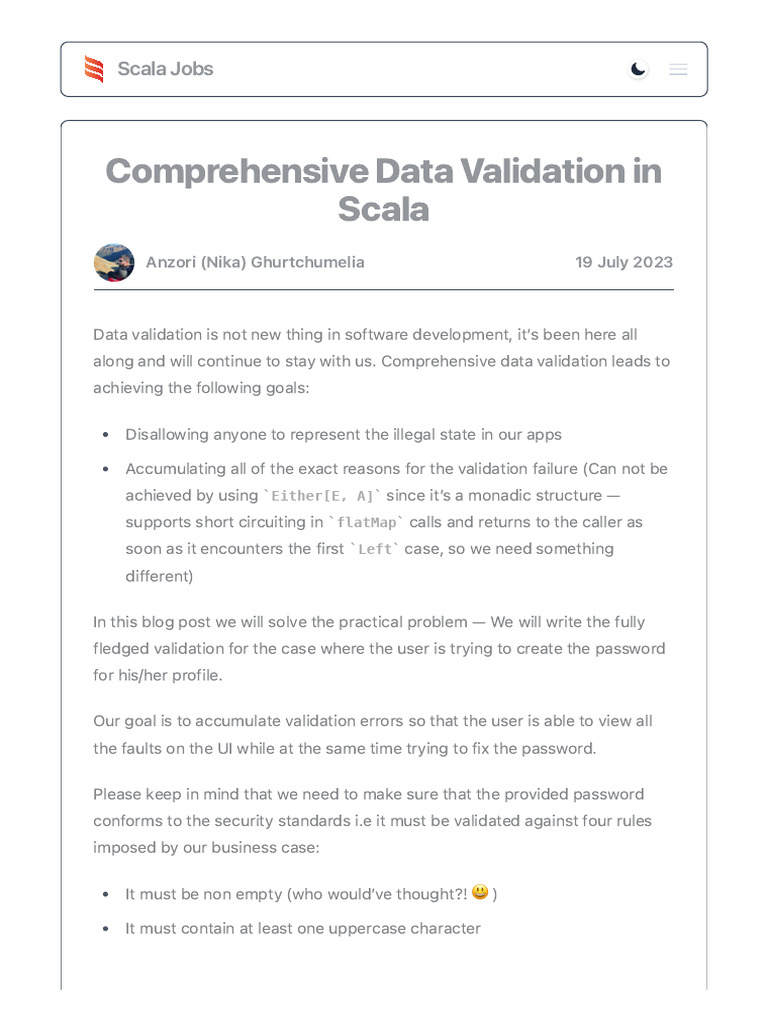 Comprehensive Data Validation in Scala | PDF | String (Computer Science) | Boolean Data Type