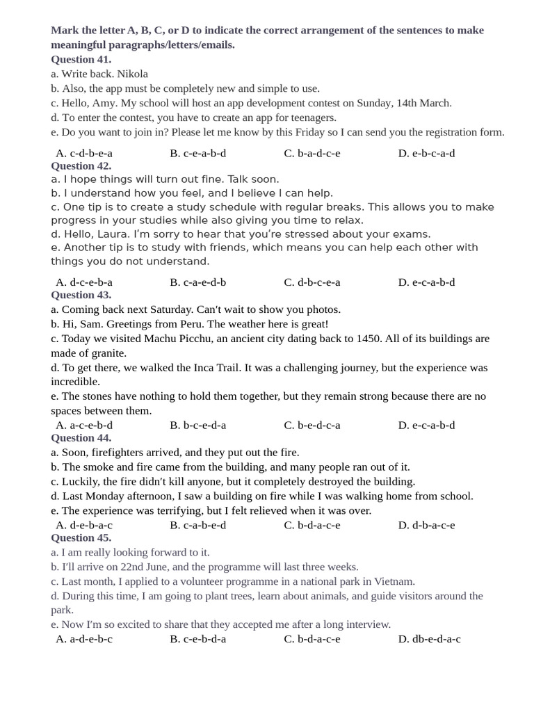 luyện sắp xếp câu | PDF