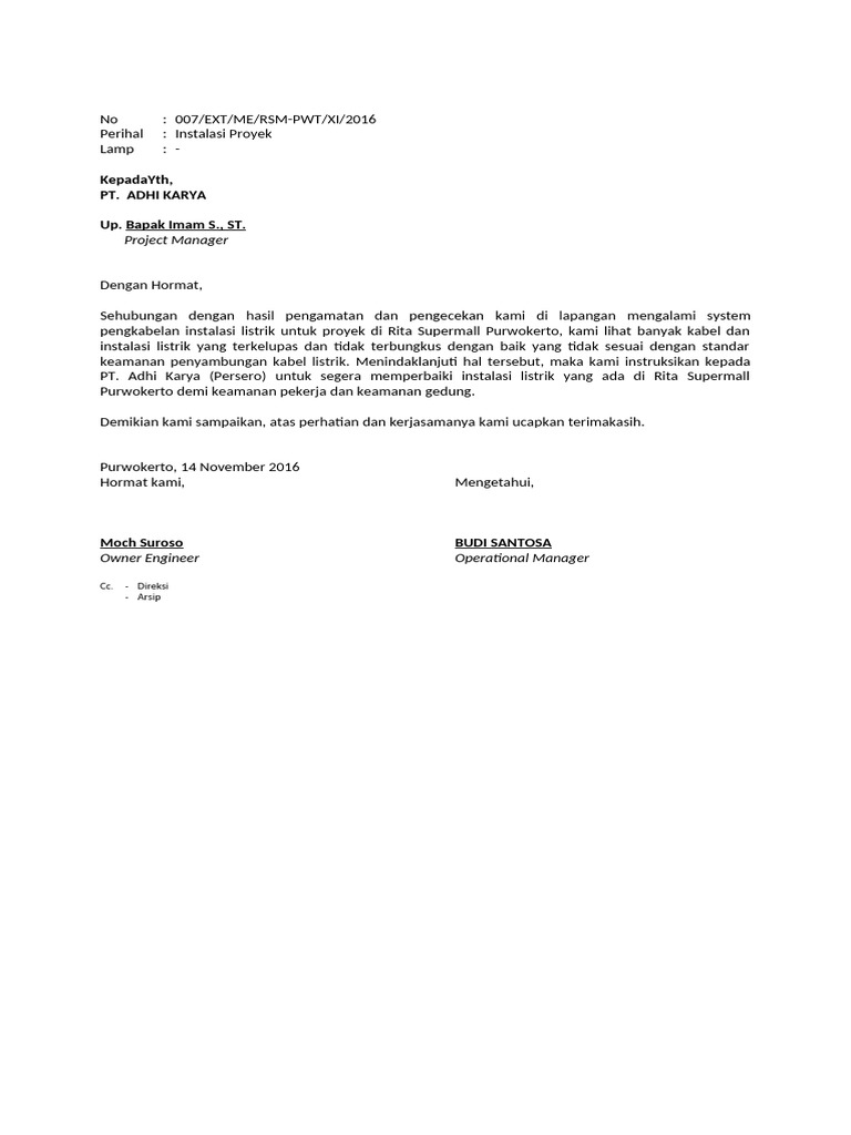 007 Instalasi Proyek ADhi Karya | PDF
