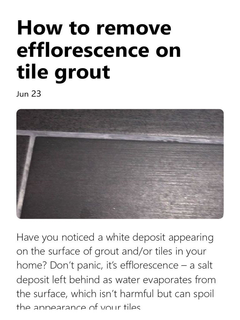 How to remove efflorescence on tile grout _ Weber UK | PDF | Materials ...