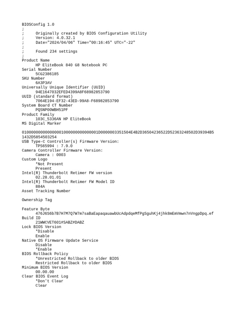 840 g8 Config | PDF | Bios | Booting