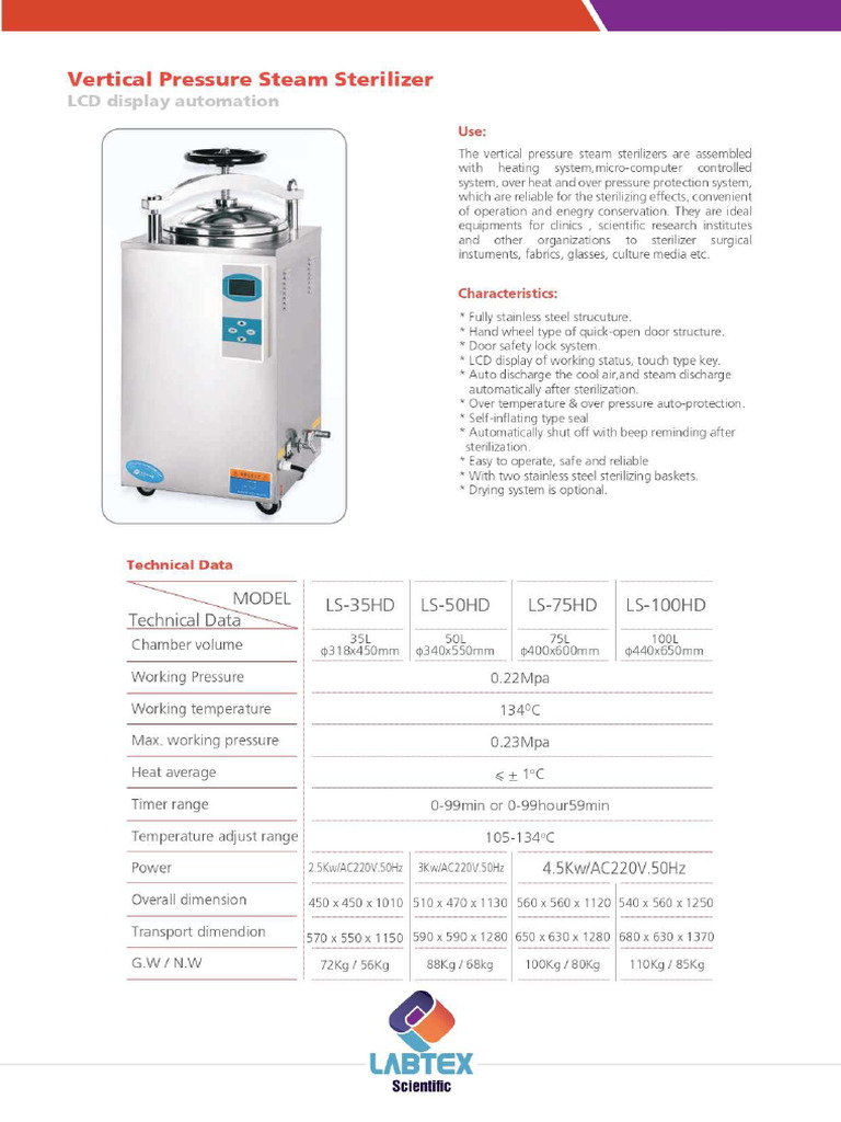 Vertical Pressure Steam Sterilizer | PDF