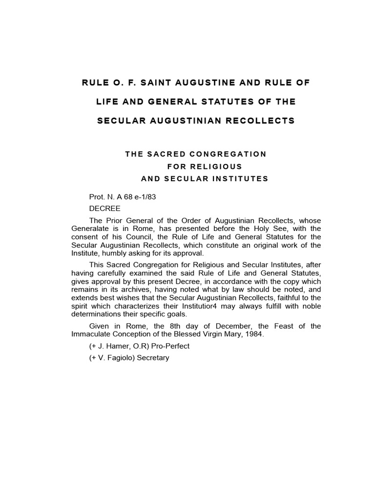 4198rule Life Secular Augustinian | PDF | Catholic Church | Augustine ...
